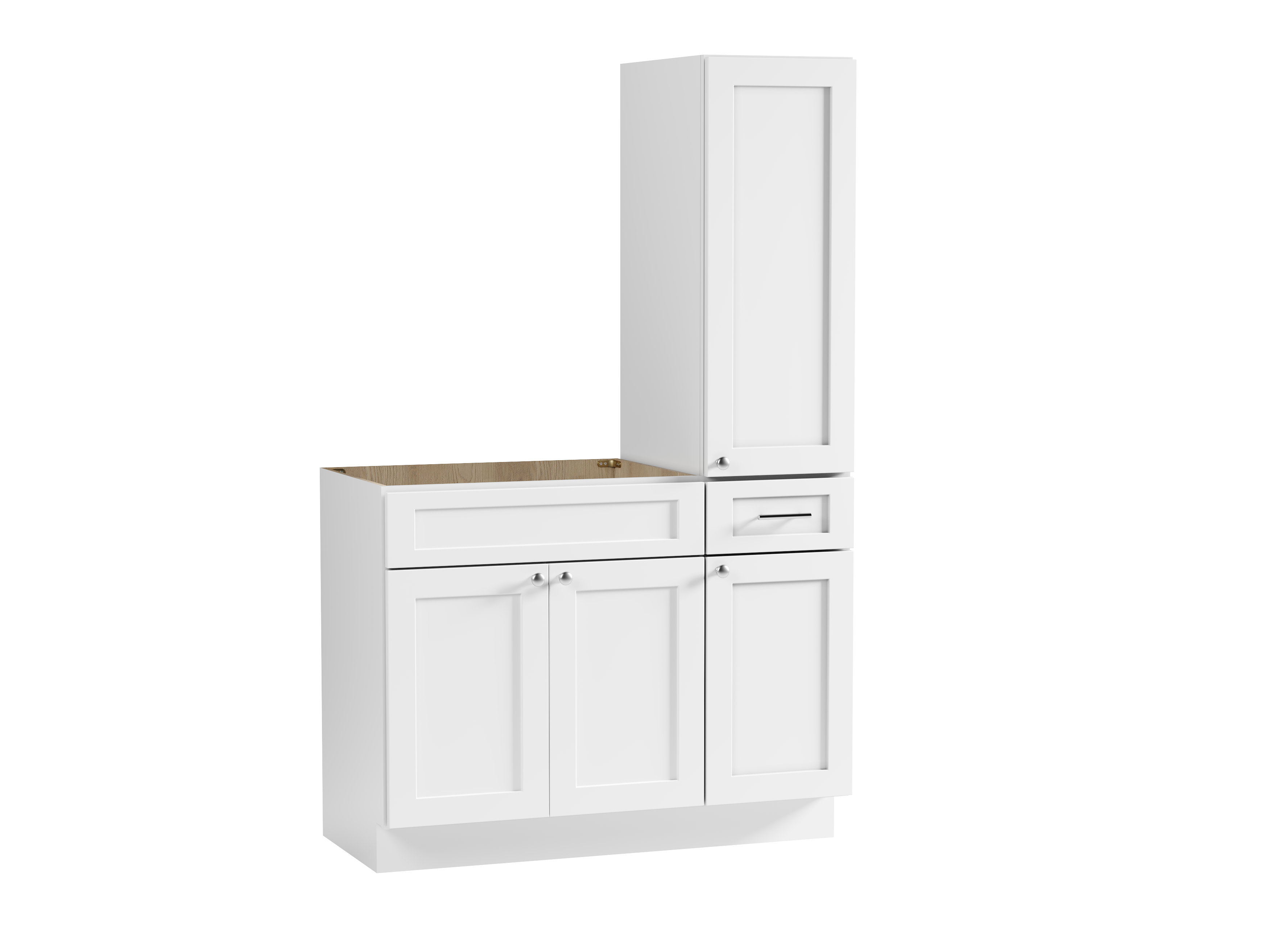 Disar 45 Single Bathroom Vanity With Right Tall Linen Cabinet Dovetail Solid Wood Drawer Base Only Wayfair